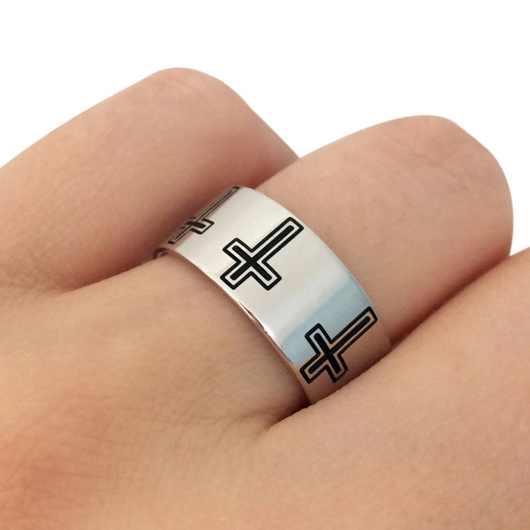 Cross Wedding Band Ring Silver Cross Ring Christian Ring - Etsy
