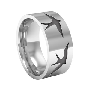 Flying Swallow Band Ring Swallow Ring Silver Band Ring Bird - Etsy