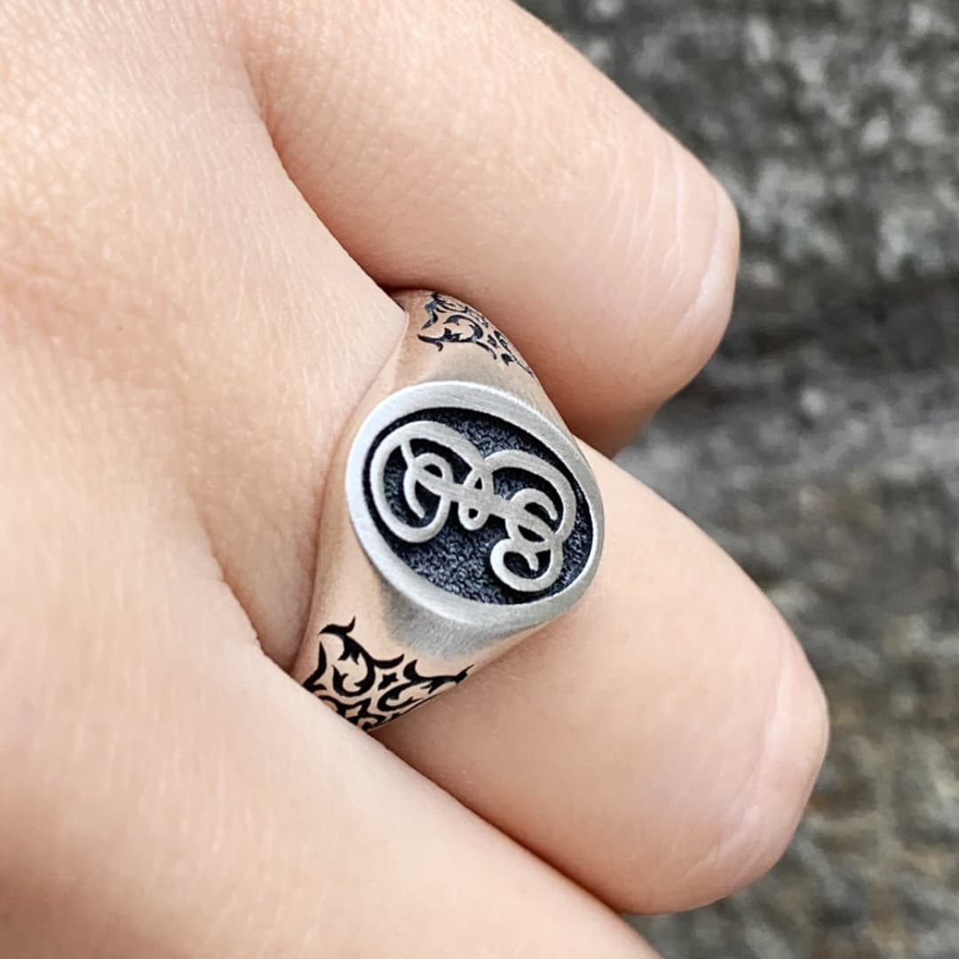 Oval Signet Ring Personalized Signet Ring in Sterling Silver - Etsy