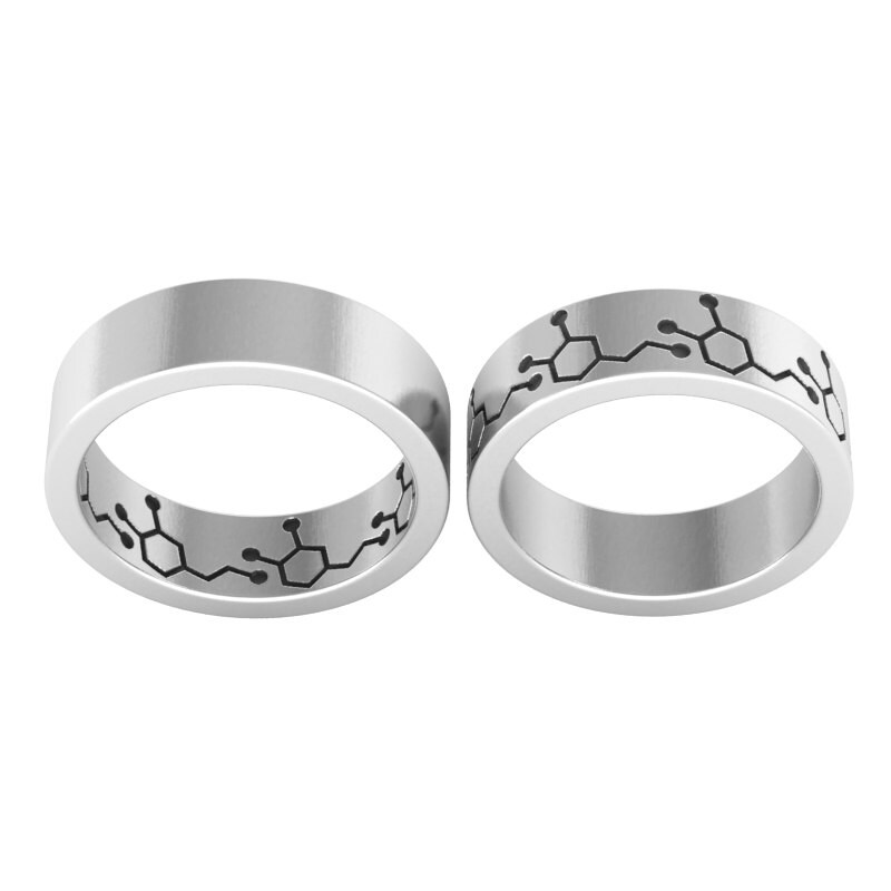 Dopamine Wedding Band Ring Set Sterling Silver Dopamine Ring - Etsy