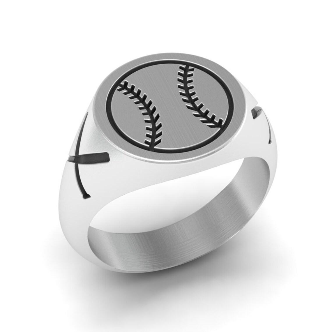 Baseball Signet Ring in Sterling Silver Metal Baseball Ring - Etsy