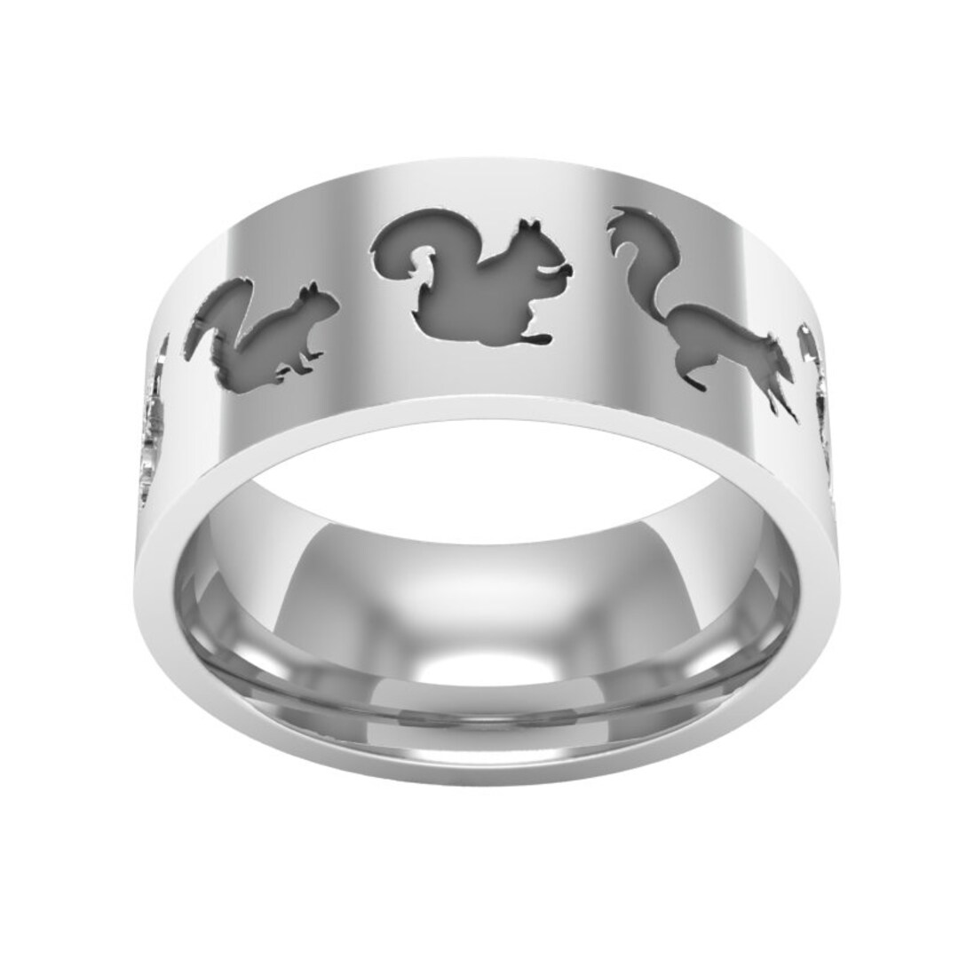 Silver Squirrel Ring, Squirrel Band Ring, Squirrel Jewelry, Nature Ring, Animal Ring, Nature ...