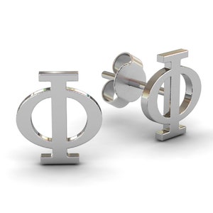 Greek Letter Phi Earrings in Sterling Silver Metal, Phi Earrings ...