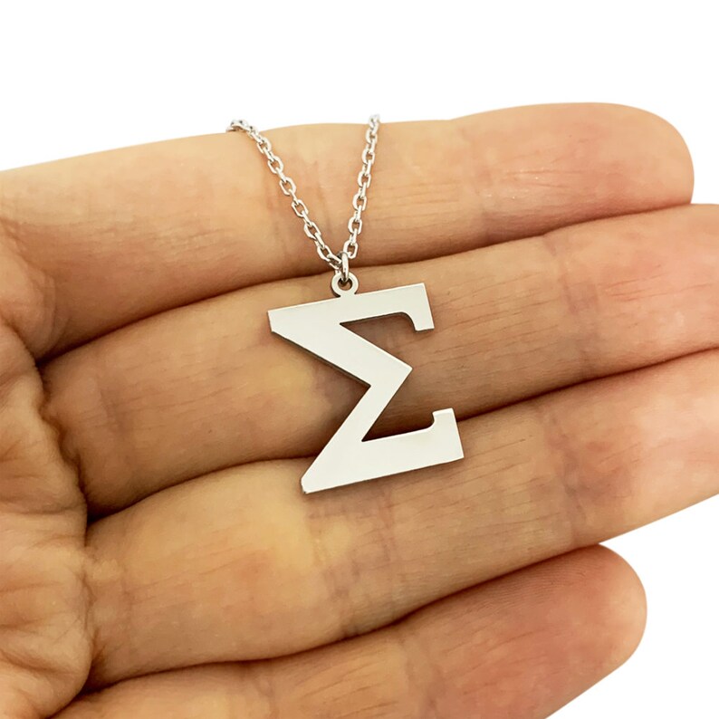 Sigma Symbol Necklace in Sterling Silver Necklace Greek - Etsy Australia