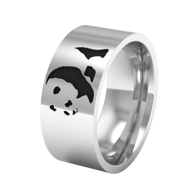 Panda Band Ring in Sterling Silver Metal Panda Ring Panda - Etsy