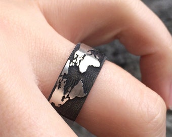 World Map Wedding Ring - Etsy