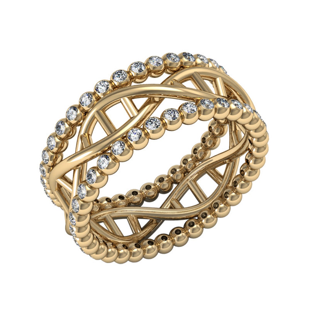 14K Solid Gold Dna Ring With Diamond Dna Ring Dna Wedding - Etsy