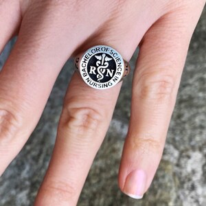 RN Registered Nurse Signet Ring, Silver RN Ring, Custom Signet Ring ...
