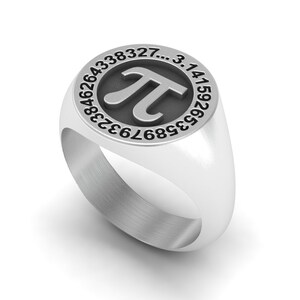 Pi Symbol Signet Ring, Sterling Silver Signet Ring, Pi Ring, Graduation ...