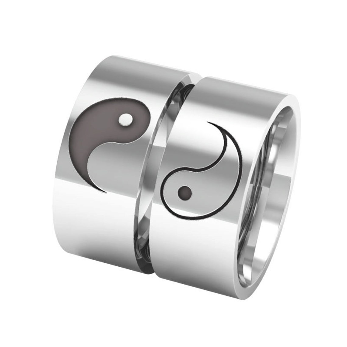 Yin Yang Couples Rings in Sterling Silver Metal Ying Yang - Etsy