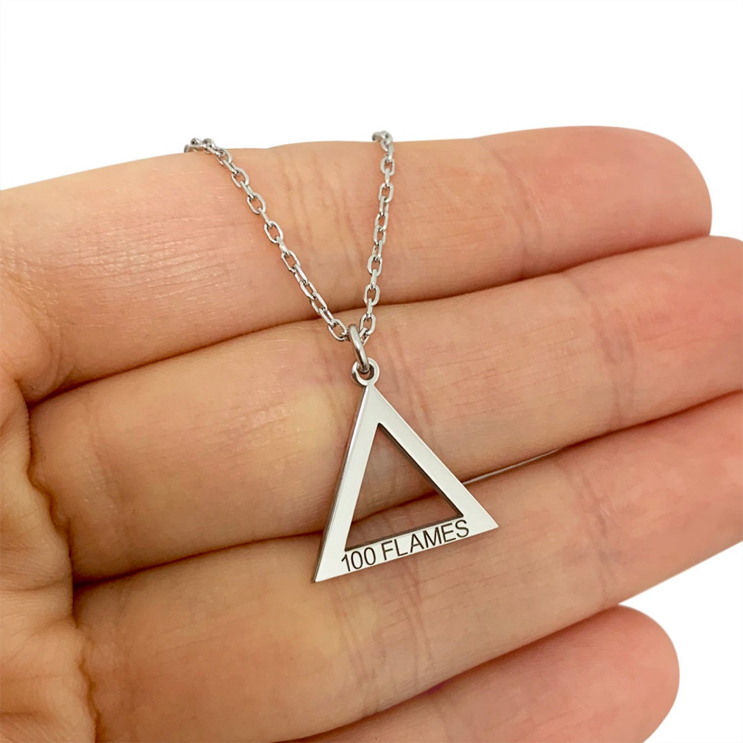 Element Fire Symbol Necklace in Sterling Silver Metal, Triangle ...
