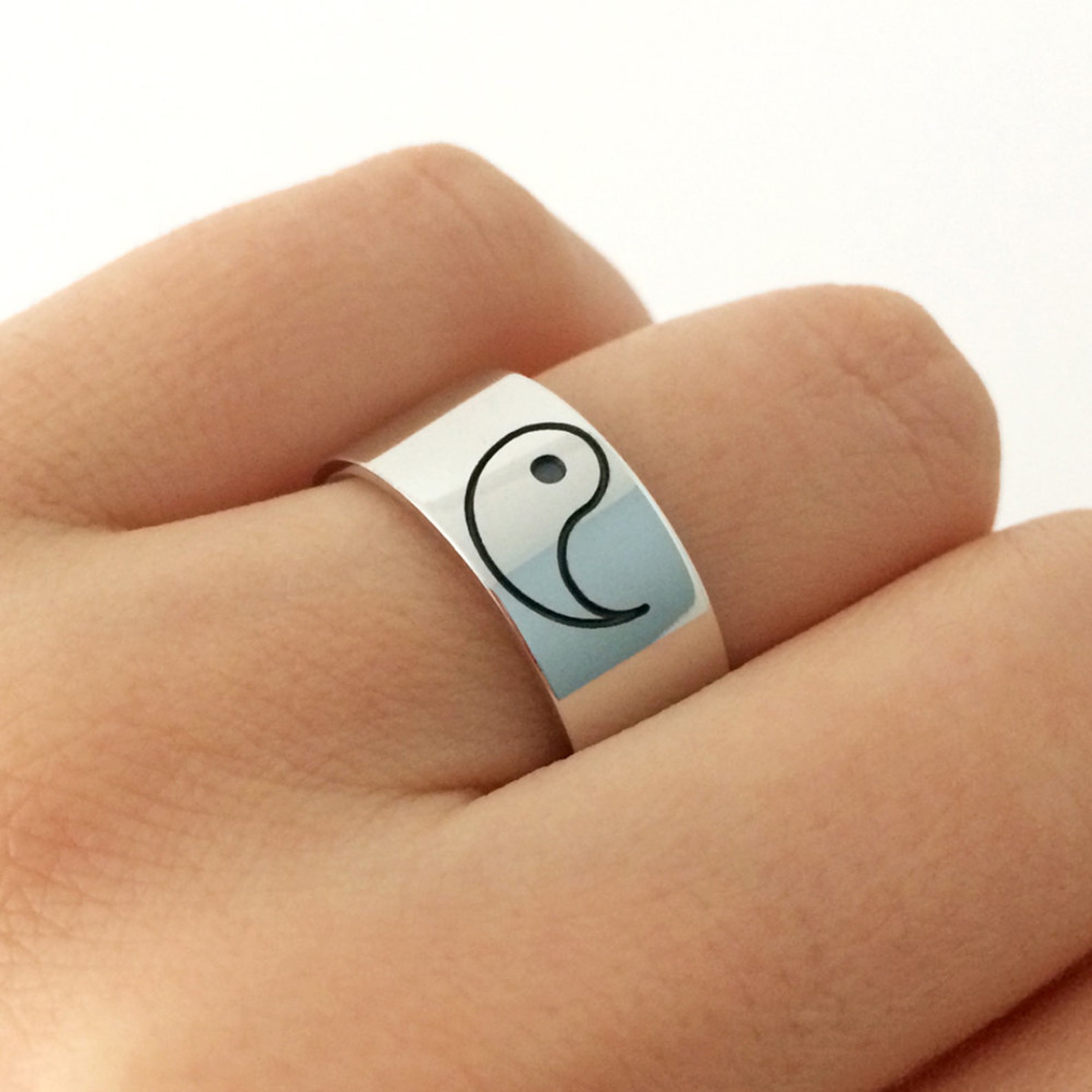 Yin Yang Couples Rings in Sterling Silver Metal Ying Yang - Etsy