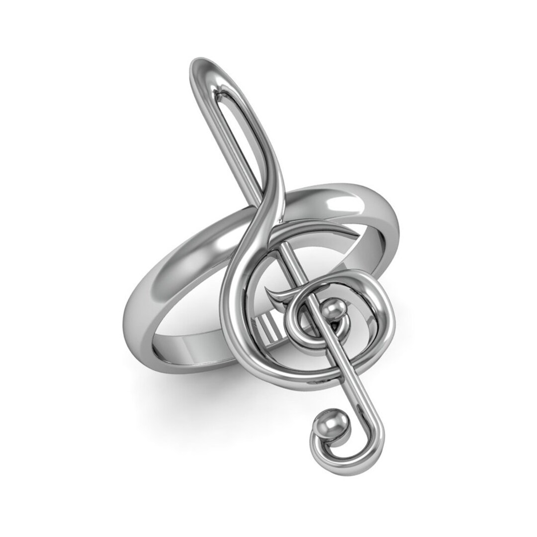 Treble Clef Ring in Sterling Silver Metal Treble Clef Ring - Etsy