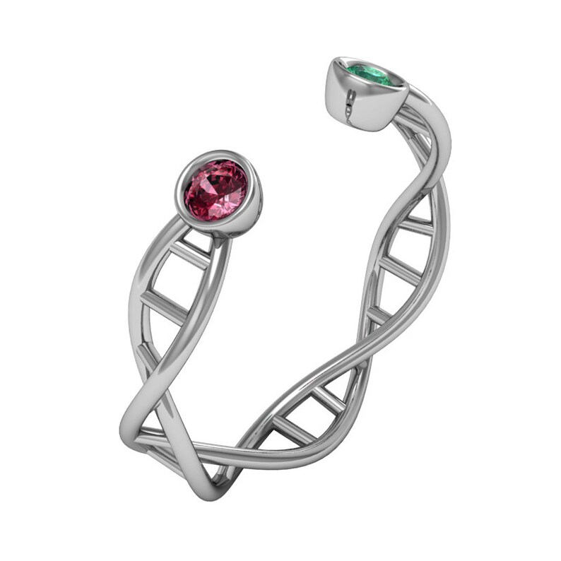 Silver Dna Ring With Your Custom Birthstones Silver - Etsy