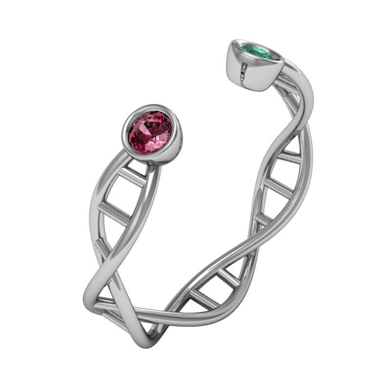 Silver Dna Ring With Your Custom Birthstones Silver - Etsy