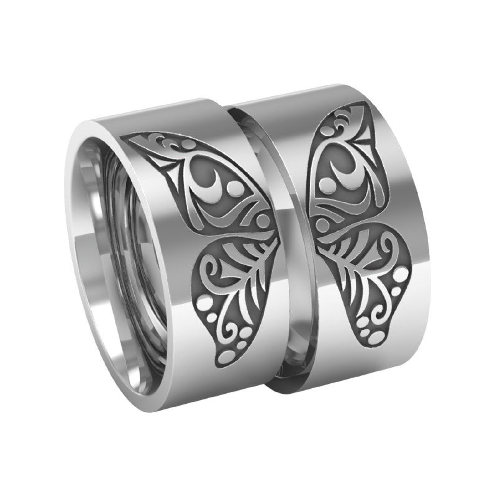 Butterfly Couple Rings in Sterling Silver Metal Butterfly | Etsy