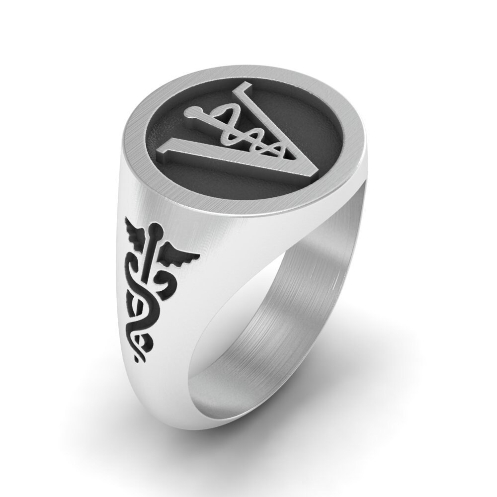 Veterinary Caduceus Signet Ring in Sterling Silver Metal - Etsy