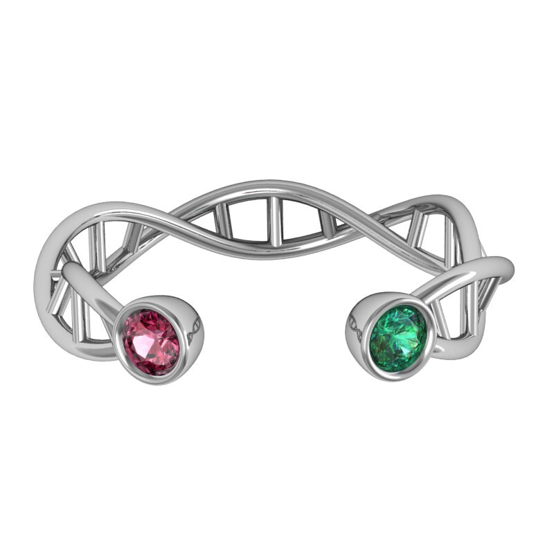 Silver Dna Ring With Your Custom Birthstones Silver - Etsy