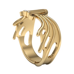 14K Solid Gold Harp Ring With Diamonds Harp Jewelry - Etsy