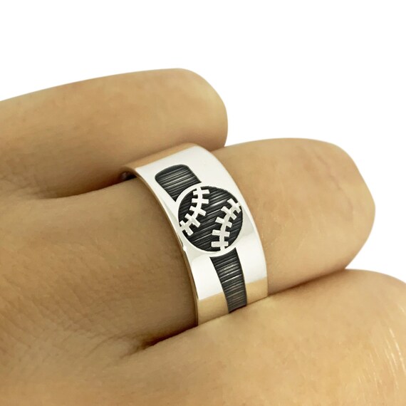 Baseball Band Ring in Sterling Silver Metal Baseball Ring - Etsy