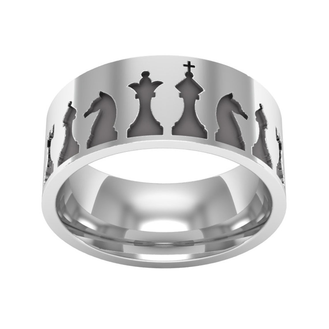 Silver Chess Band Ring Chess Ring Chess Pieces Ring Silver | Etsy