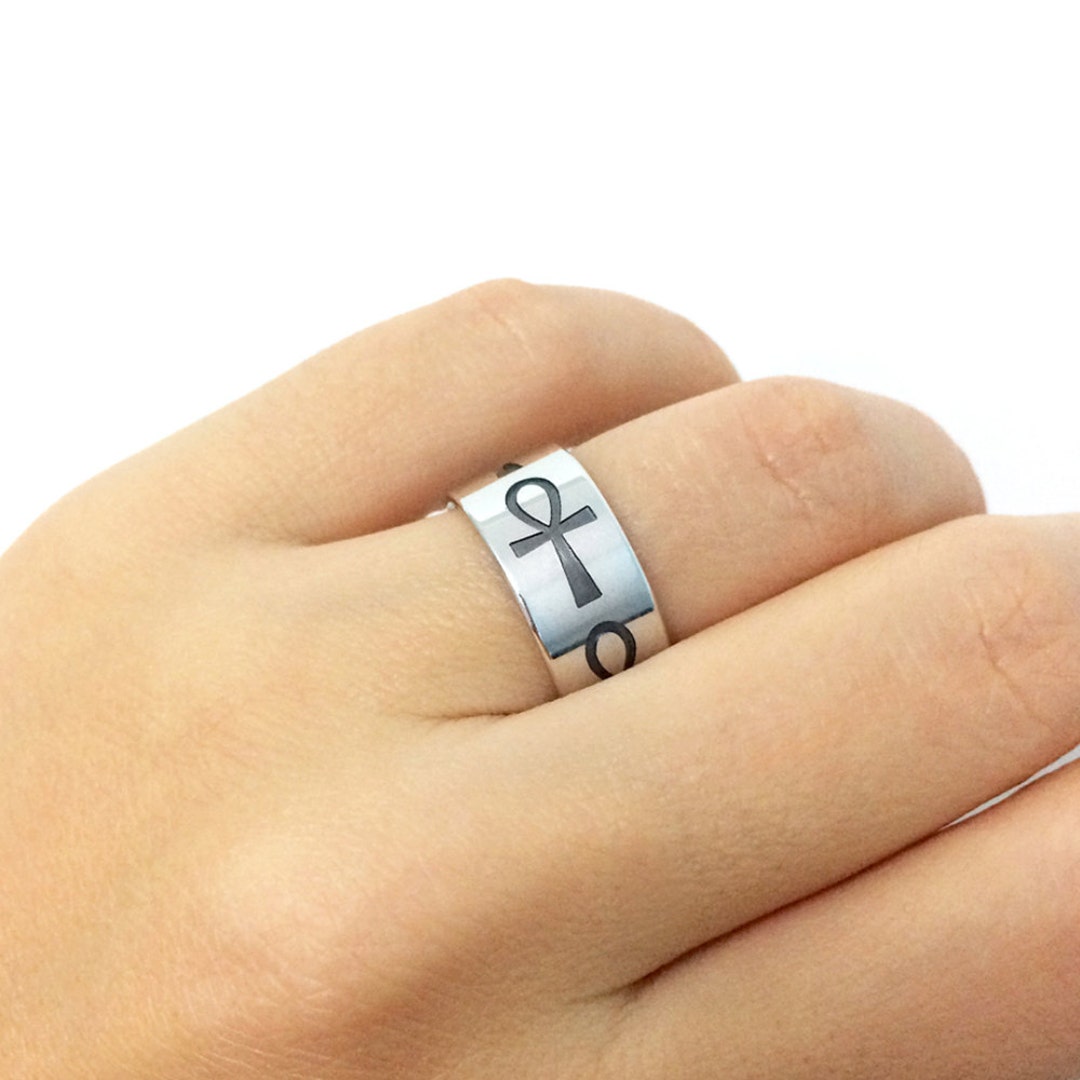Ankh Silver Band Ring Ankh Ring Ankh Jewelry Engraved Ankh - Etsy