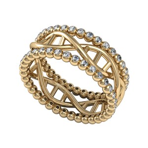 14K Solid Gold Dna Ring With Diamond Dna Ring Dna Wedding - Etsy