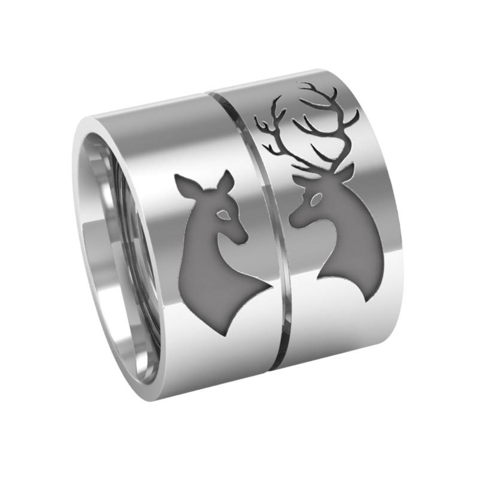 Buck and Doe Couples Band Rings Deer Band Ring Matching | Etsy