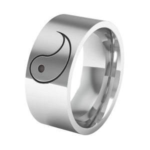 Yin Yang Couples Rings in Sterling Silver Metal, Ying Yang Band Ring ...