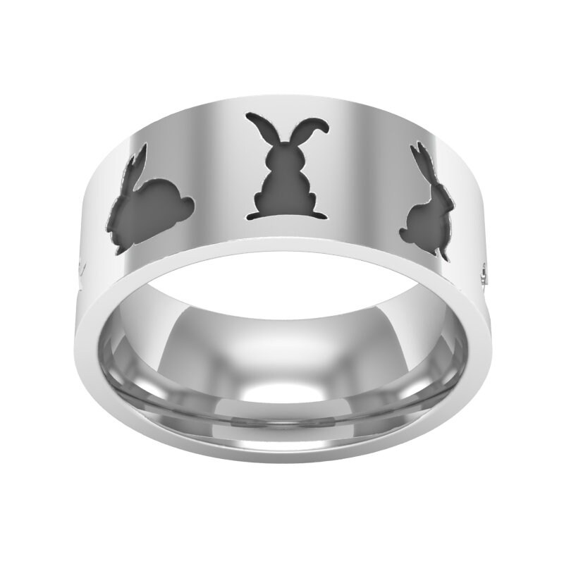 Rabbit Ring in Sterling Silver Metal Rabbit Band Ring Rabbit - Etsy