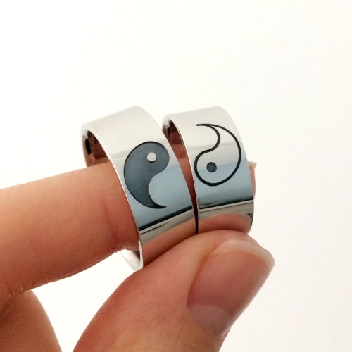 Yin Yang Couples Rings in Sterling Silver Metal Ying Yang - Etsy