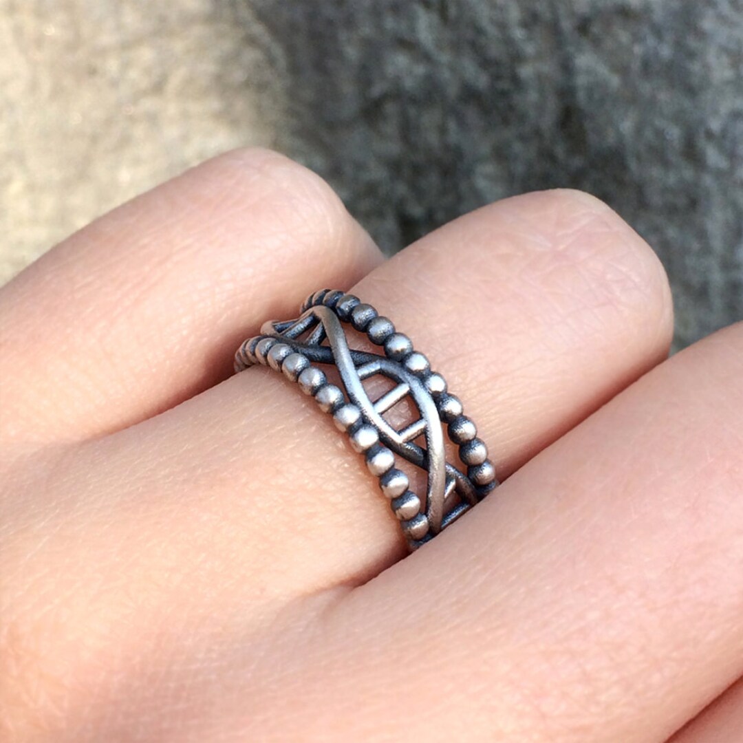 Silver Dna Ring in Sterling Silver Metal Matte Dna Ring Bold - Etsy