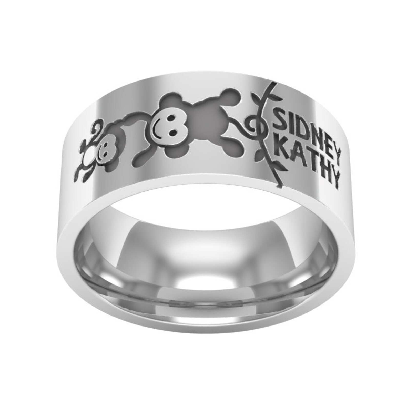 Mom and Baby Monkey Band Ring With Names Monkey Ring Monkey - Etsy