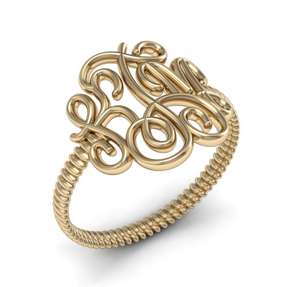 Custom Monogram Ring in Sterling Silver Metal Tiny Monogram - Etsy
