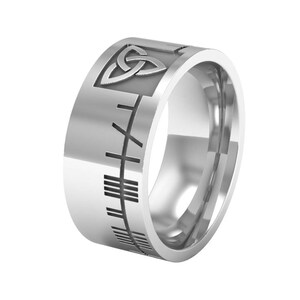 Triple Knot Band Ring, Engraved Ogham Band Ring, Love Hope Faith ...