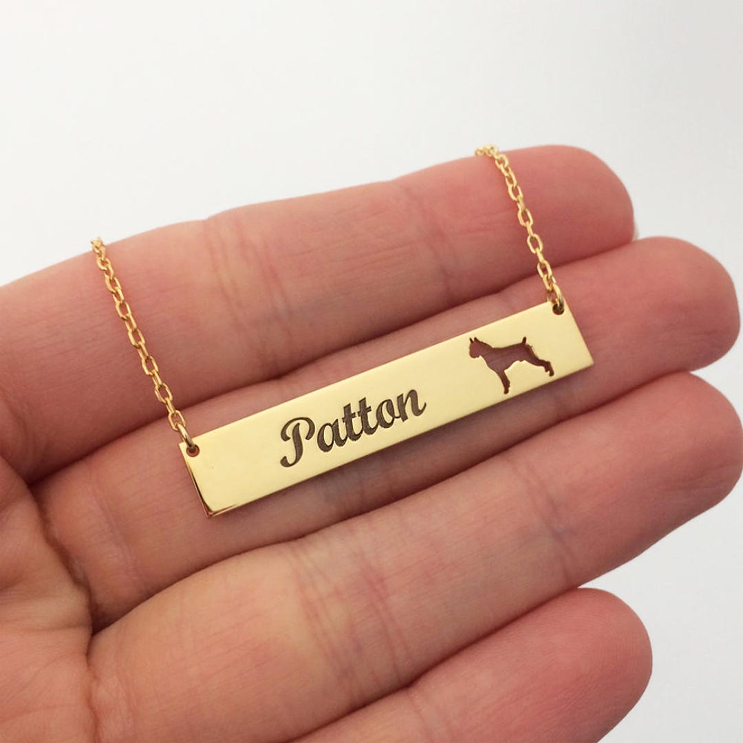 Sterling Silver BOXER Dog Name Bar Necklace, Custom Bar Necklace ...