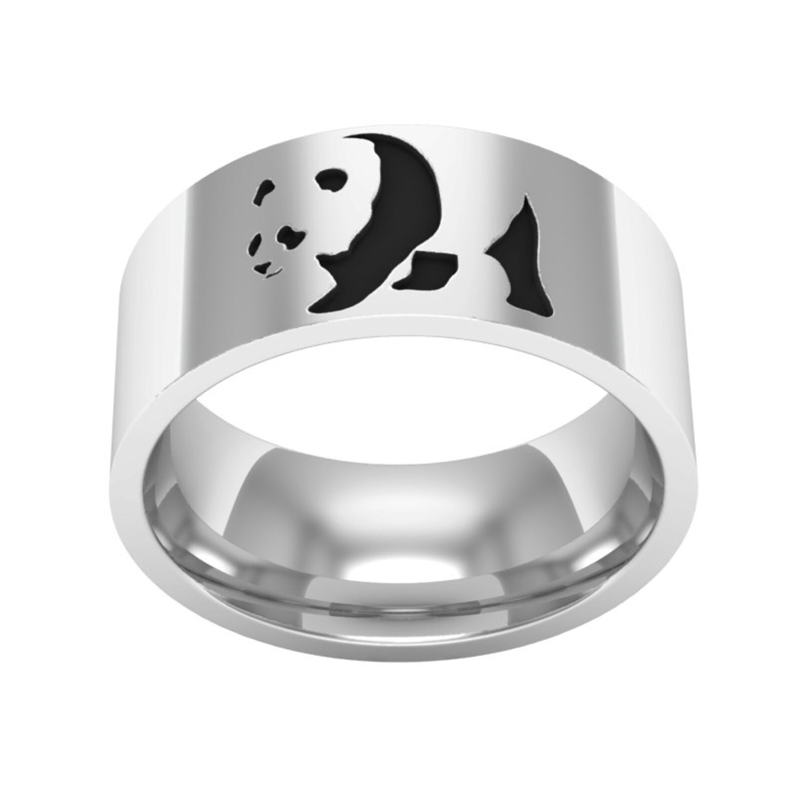 Panda Band Ring in Sterling Silver Metal Panda Ring Panda - Etsy