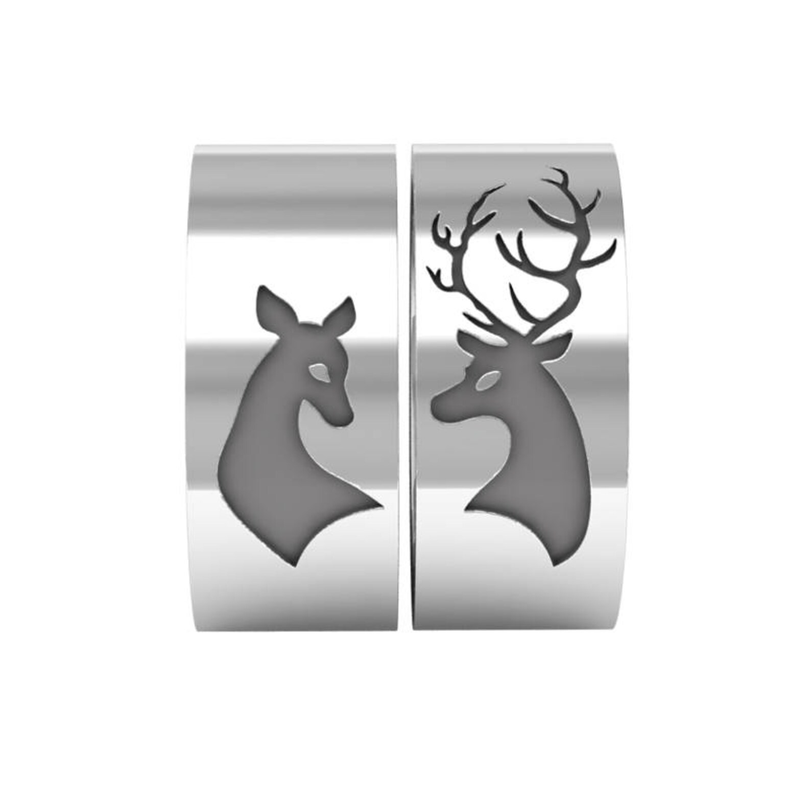 Buck and Doe Couples Band Rings Deer Band Ring Matching | Etsy