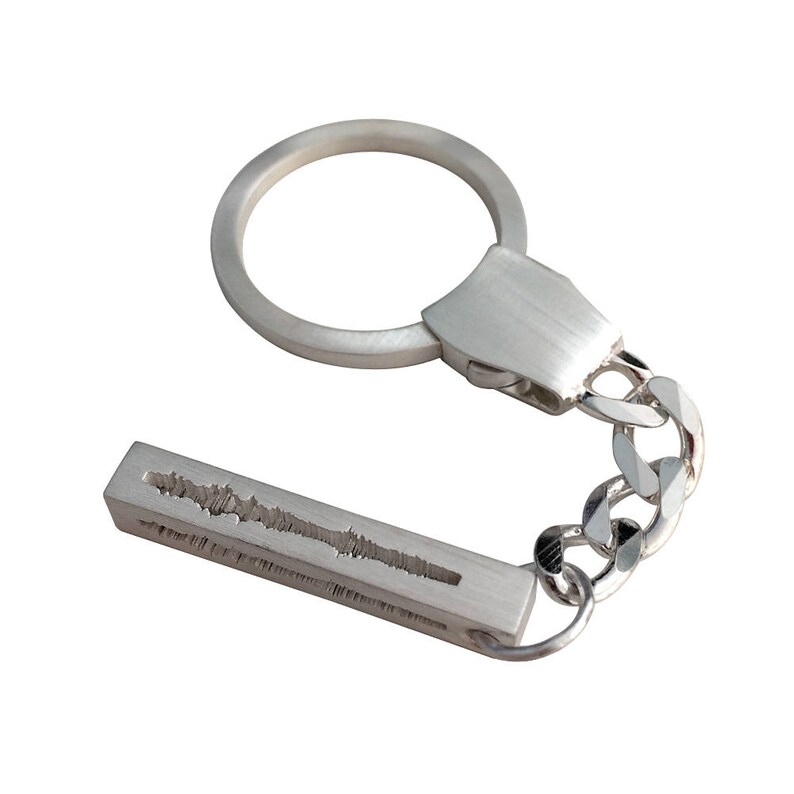 Personalized Sound Wave Cubic Bar Key Chain Silver Key Chain - Etsy