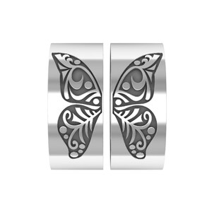 Butterfly Couple Rings in Sterling Silver Metal, Butterfly Ring ...