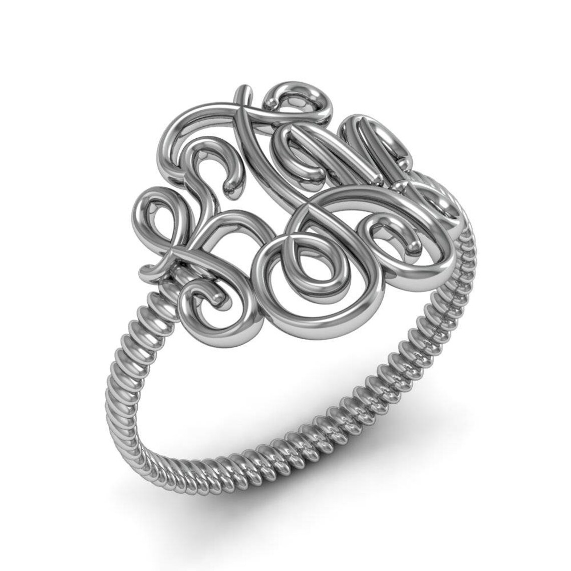 Custom Monogram Ring in Sterling Silver Metal Tiny Monogram - Etsy