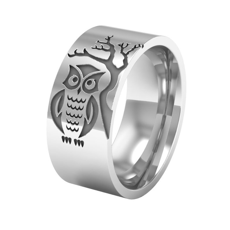Owl Band Ring in Sterling Silver Metal Owl Ring Owl Jewelry - Etsy