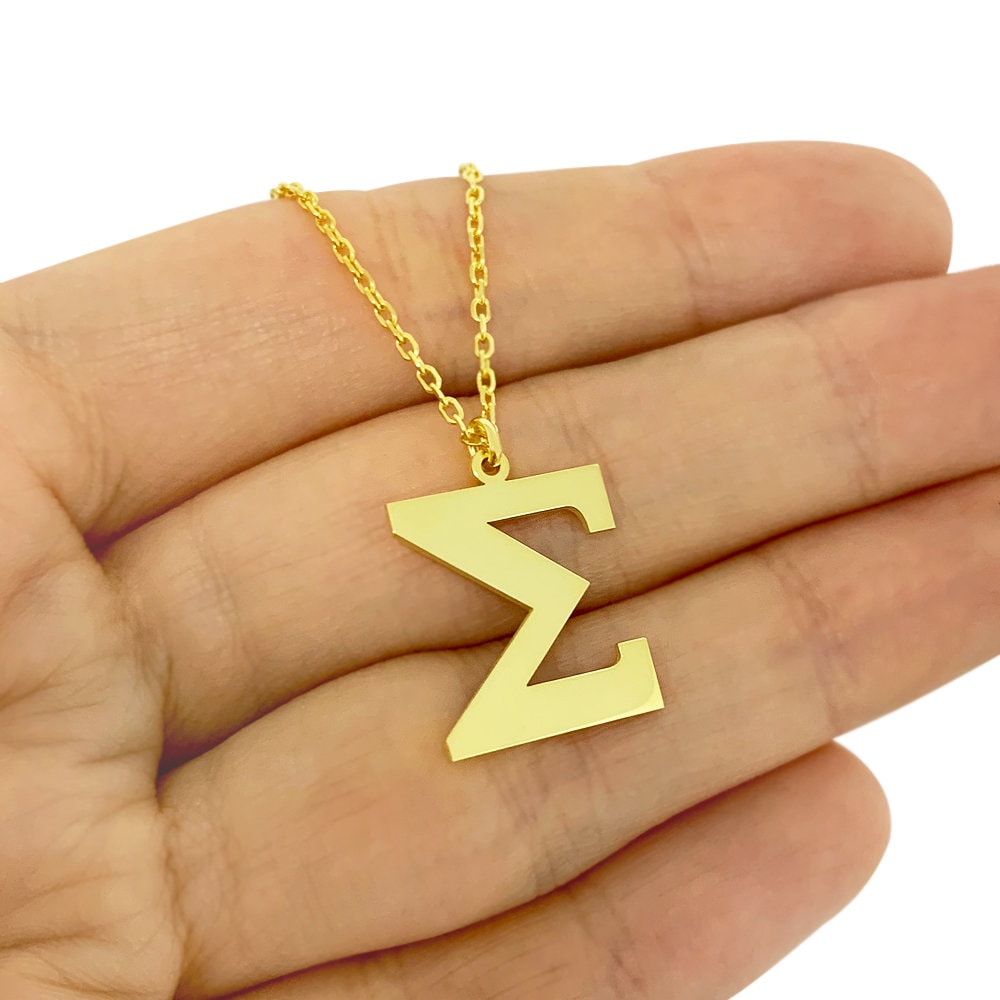 Sigma Symbol Necklace in Sterling Silver Necklace Greek - Etsy Australia