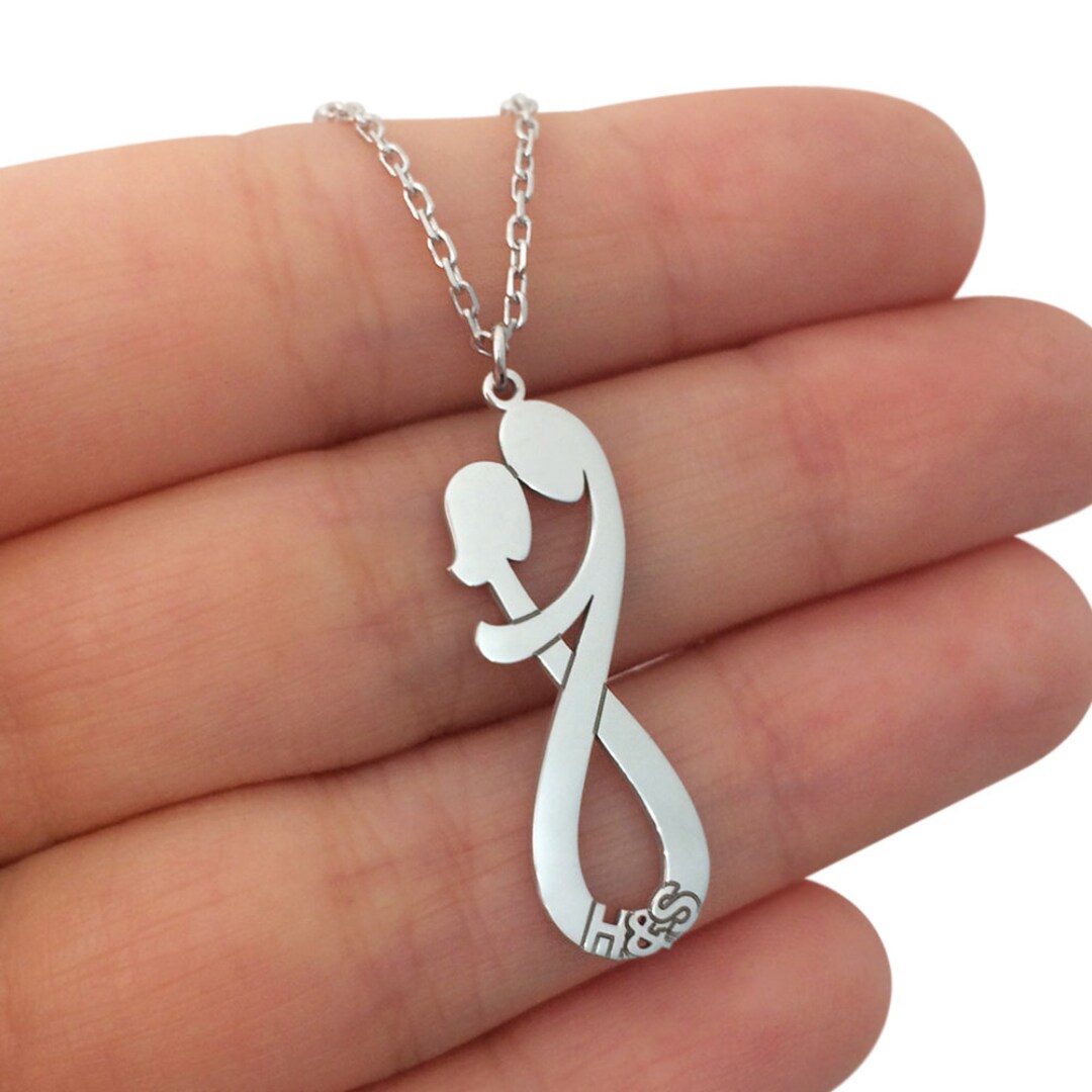 His and Her Initial Necklace, Two Initial Necklace, Infinity Necklace ...