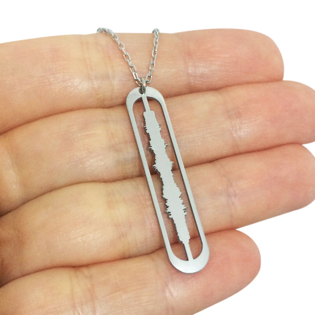 Custom Sound Wave Necklace, Silver Sound Necklace, Vertical Sound Wave ...