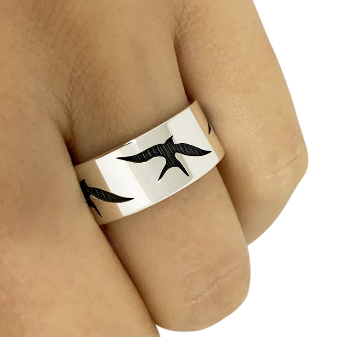 Flying Swallow Band Ring Swallow Ring Silver Band Ring Bird - Etsy
