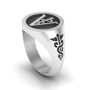 Veterinary Caduceus Signet Ring in Sterling Silver Metal - Etsy