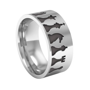 Silver Chess Band Ring Chess Ring Chess Pieces Ring Silver - Etsy