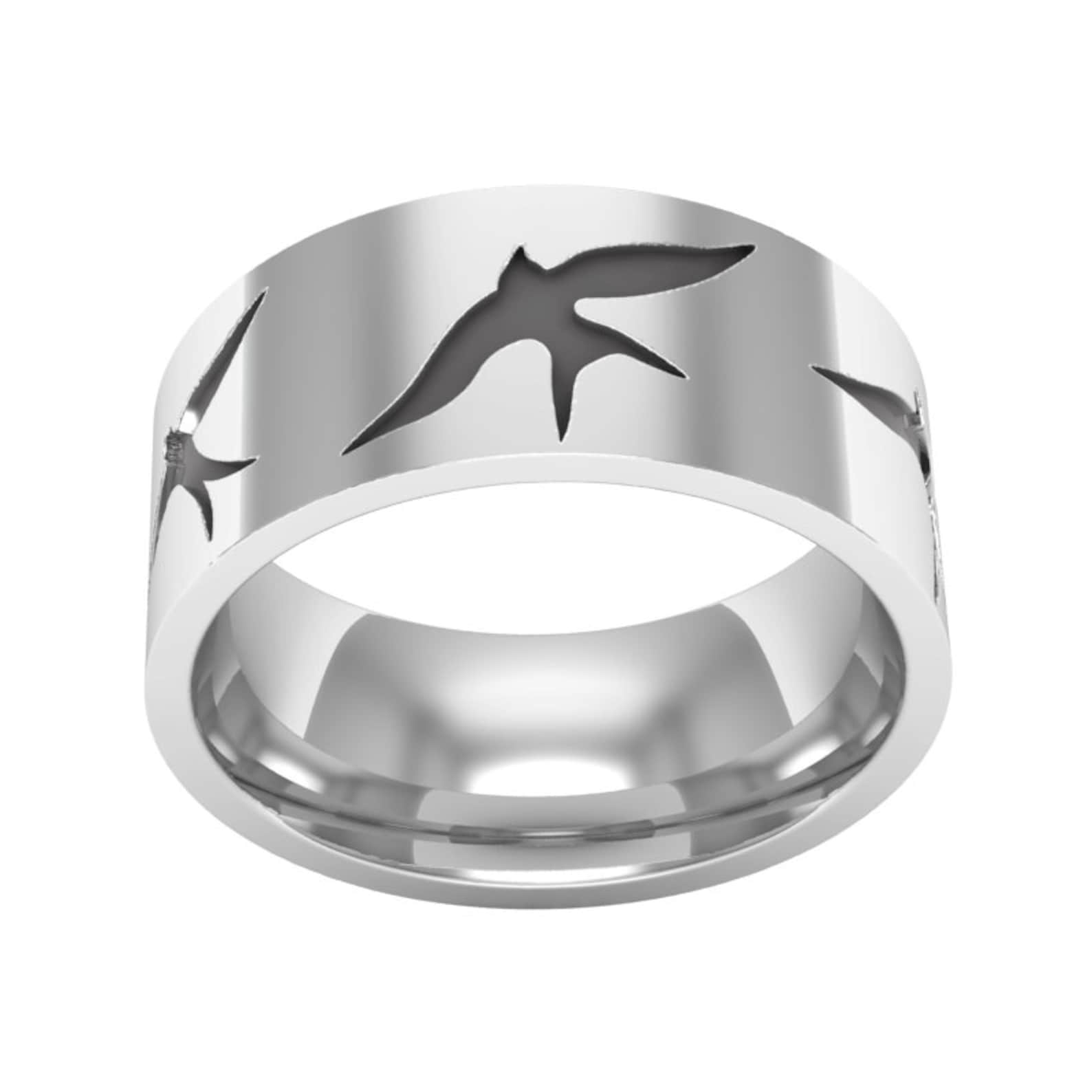 Flying Swallow Band Ring Swallow Ring Silver Band Ring Bird - Etsy
