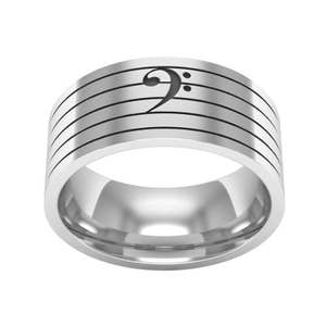 Sterling Silver Bass Clef Band Ring Bass Clef Band Ring Bass - Etsy